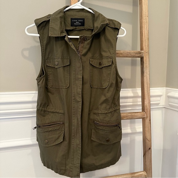 Love Tree | Jackets & Coats | Love Tree Olive Chino Cargo Vest | Poshmark